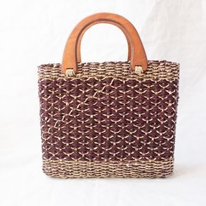 Handmade | Bags | Abaca Woven Handmade Hand Bag With Wooden Handles ...